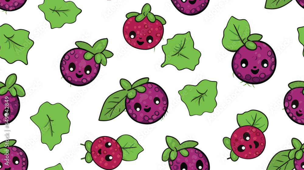 Hand-drawn cartoon berry pattern. Funny cartoon baby blackberries ...