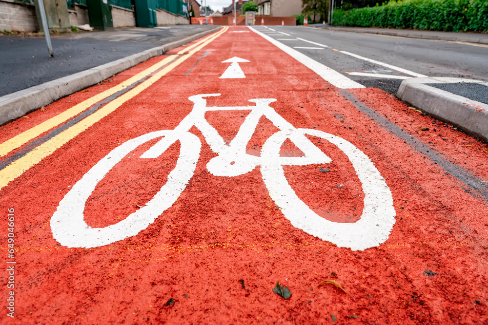 New cycling path made of red asphalt as part of 10 minutes city ...