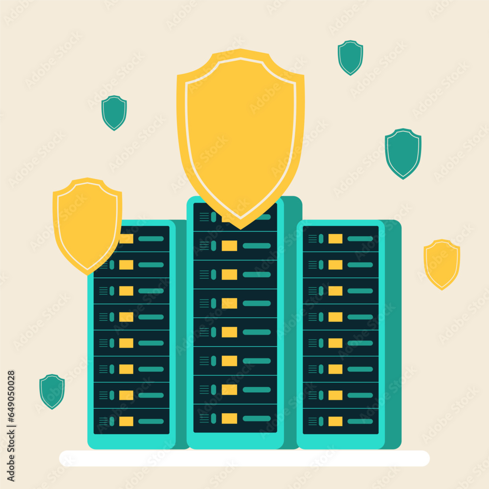 Vetor de Database security, phishing, hacker attack, data server web concept. Cyber security ...