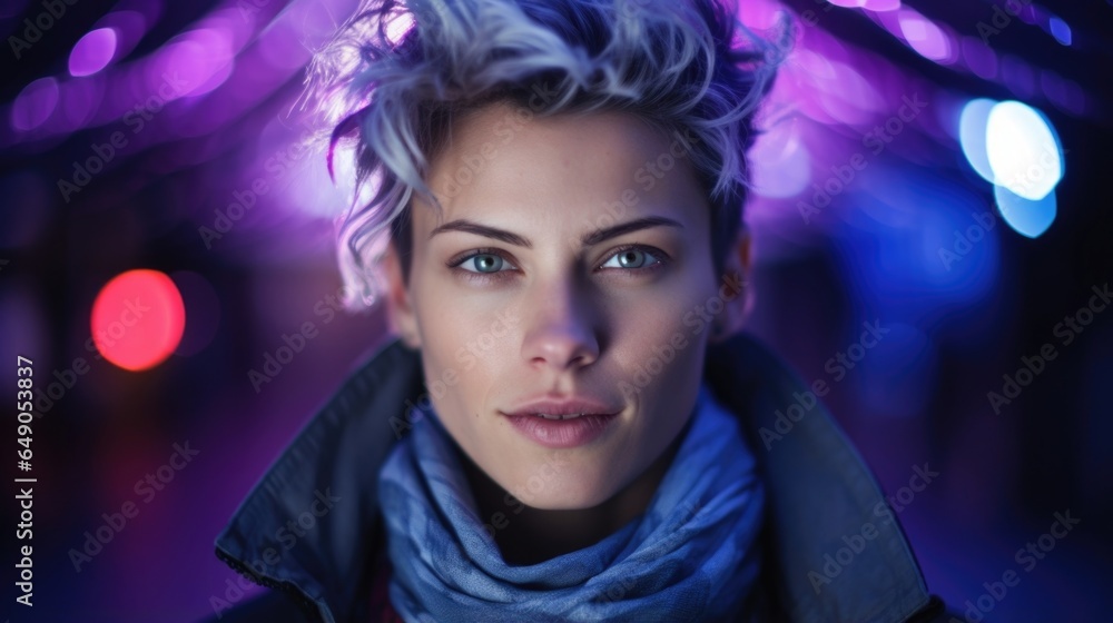 An audacious individual who identifies as nonbinary, their face ...