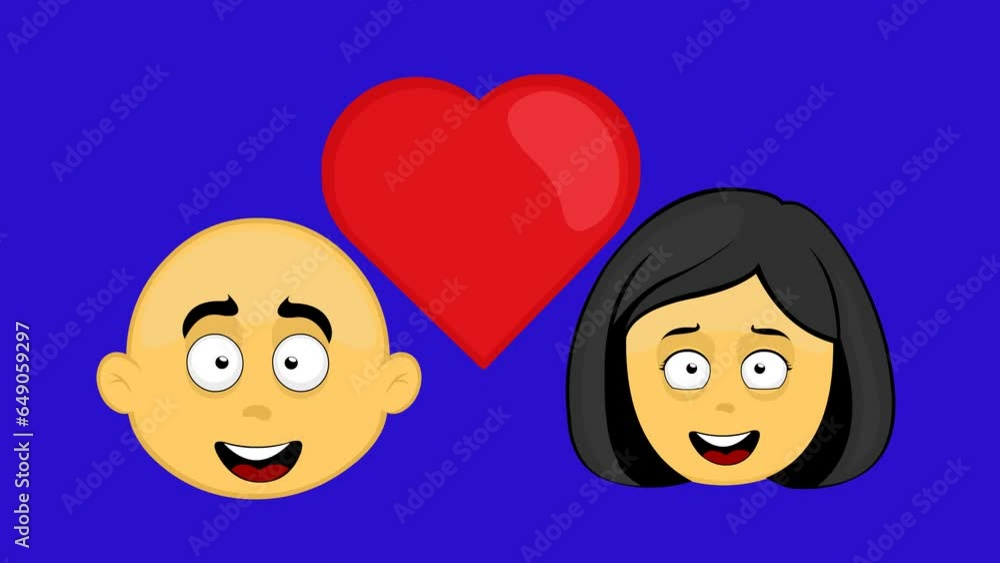 video animation emoticons faces cartoon characters male and female in ...