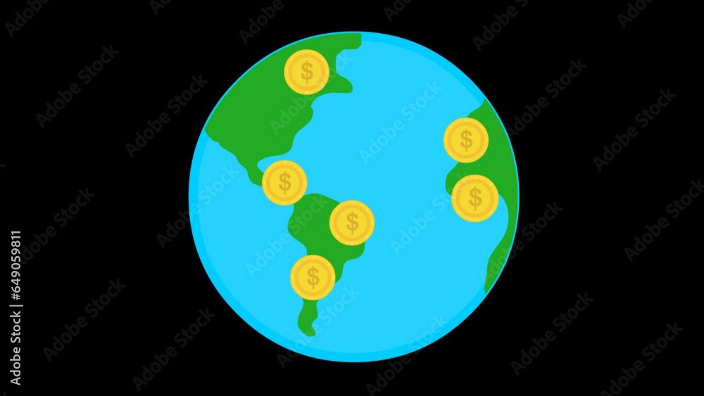 video animation icon global market concept, illustration planet earth ...