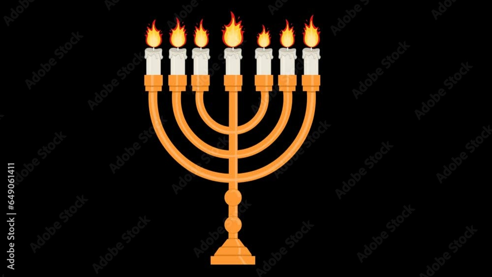 video animation hebrew candelabrum cartoon with the candles moving, on ...