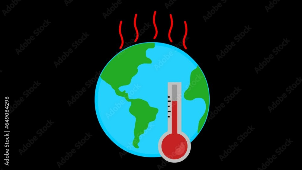 video animation icon global warming, illustration planet earth, heat ...