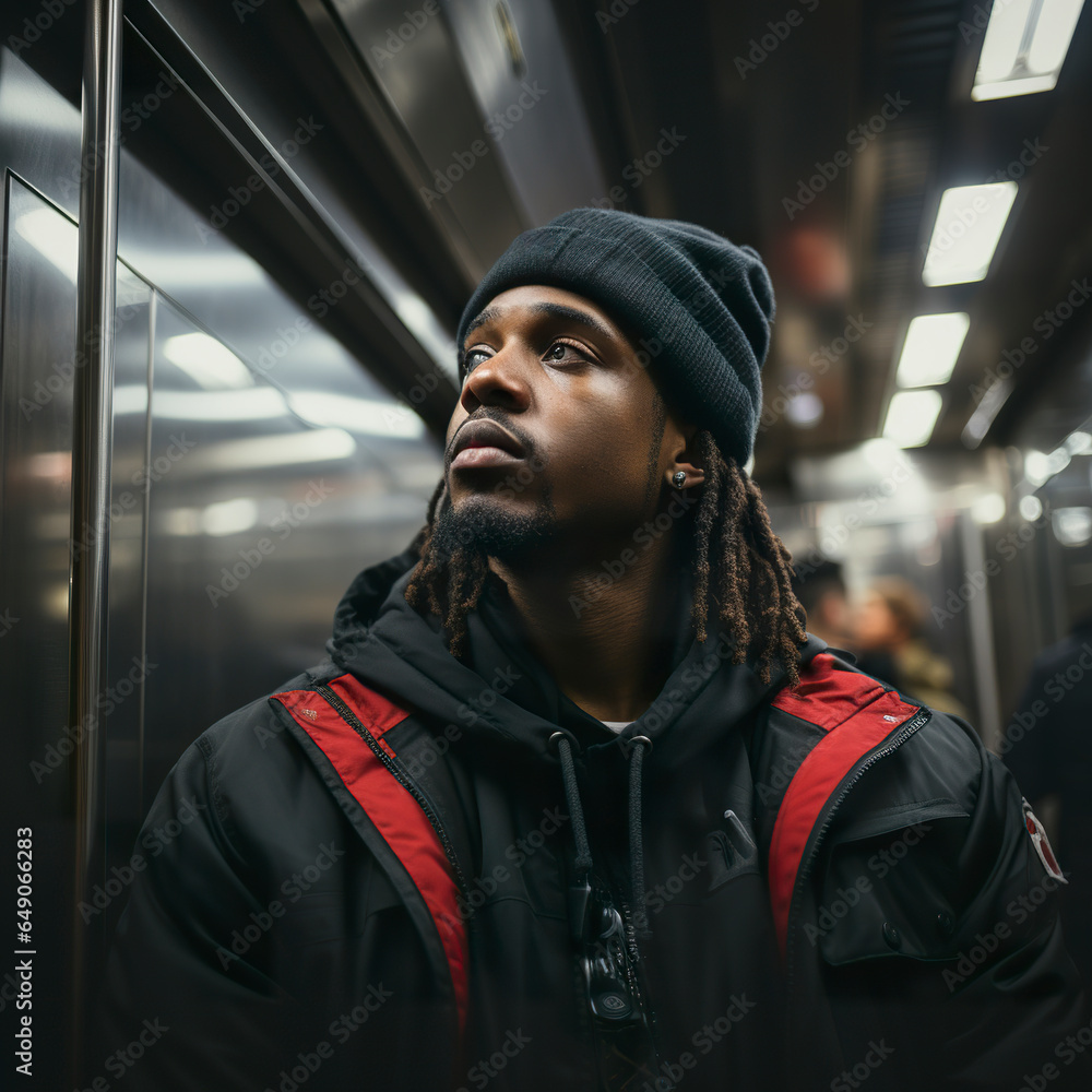 A side shot captures the rapper in a moment of reflection while inside ...