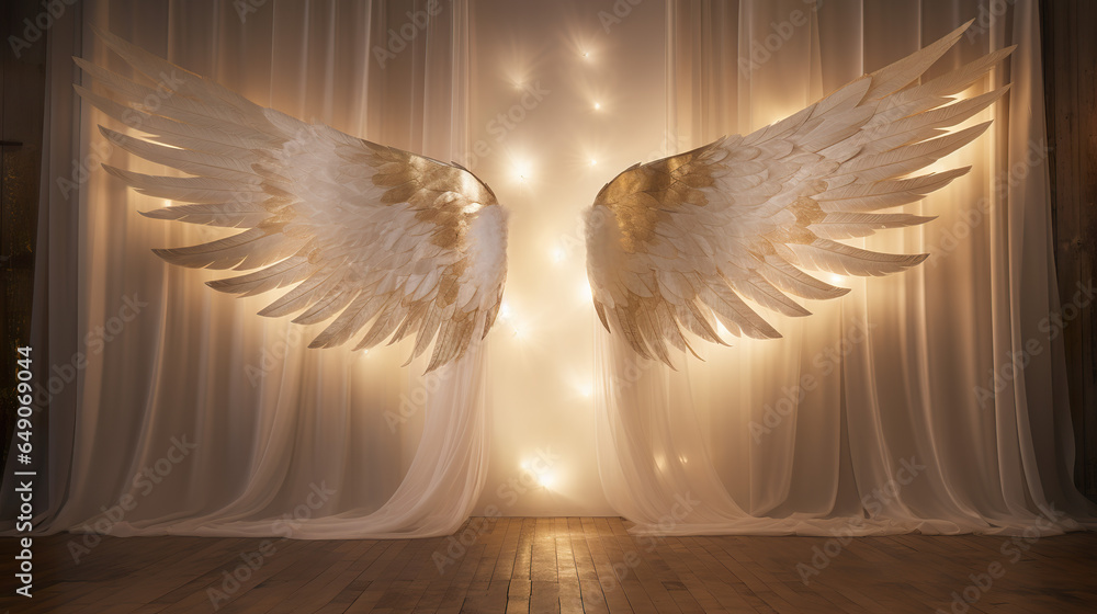 Gold Angel Wing Backdrop, Angel Wings Digital, Studio Backdrops ...