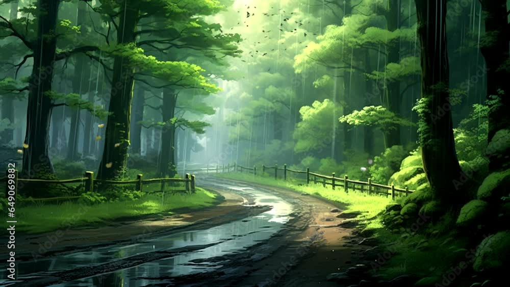 tropical forest with traditional roads, seamless looping video ...