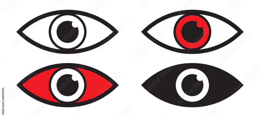 A collection of eye icons in a stock vector, including eyesight symbols ...
