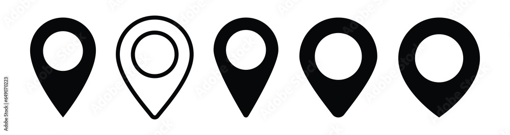 A Collection of Flat-Style Vector Icons Depicting Symbols for Location ...