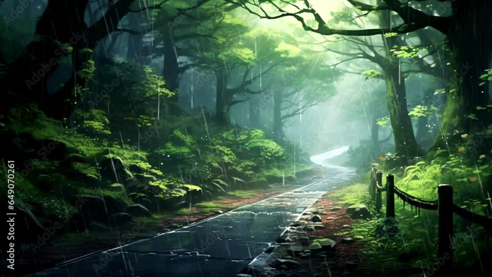 tropical forest with traditional roads, seamless looping video ...