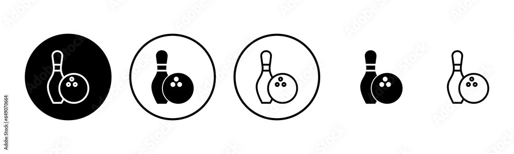 Bowling icon set illustration. bowling ball and pin sign and symbol ...