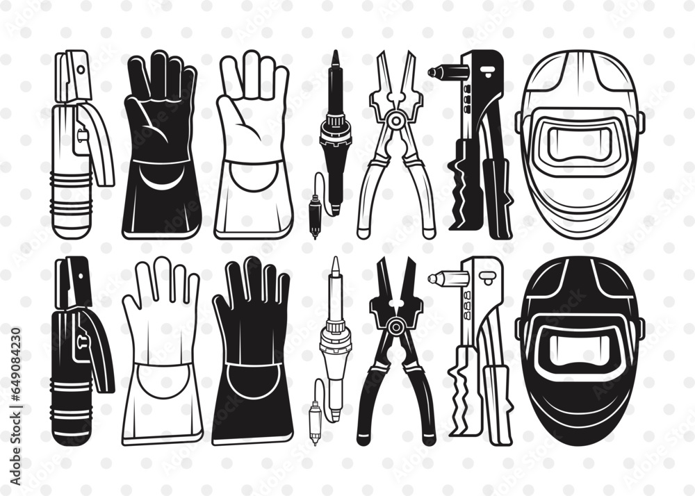 Welding Equipment Silhouette, Welder Svg, Hand Riveter svg, Mechanic ...