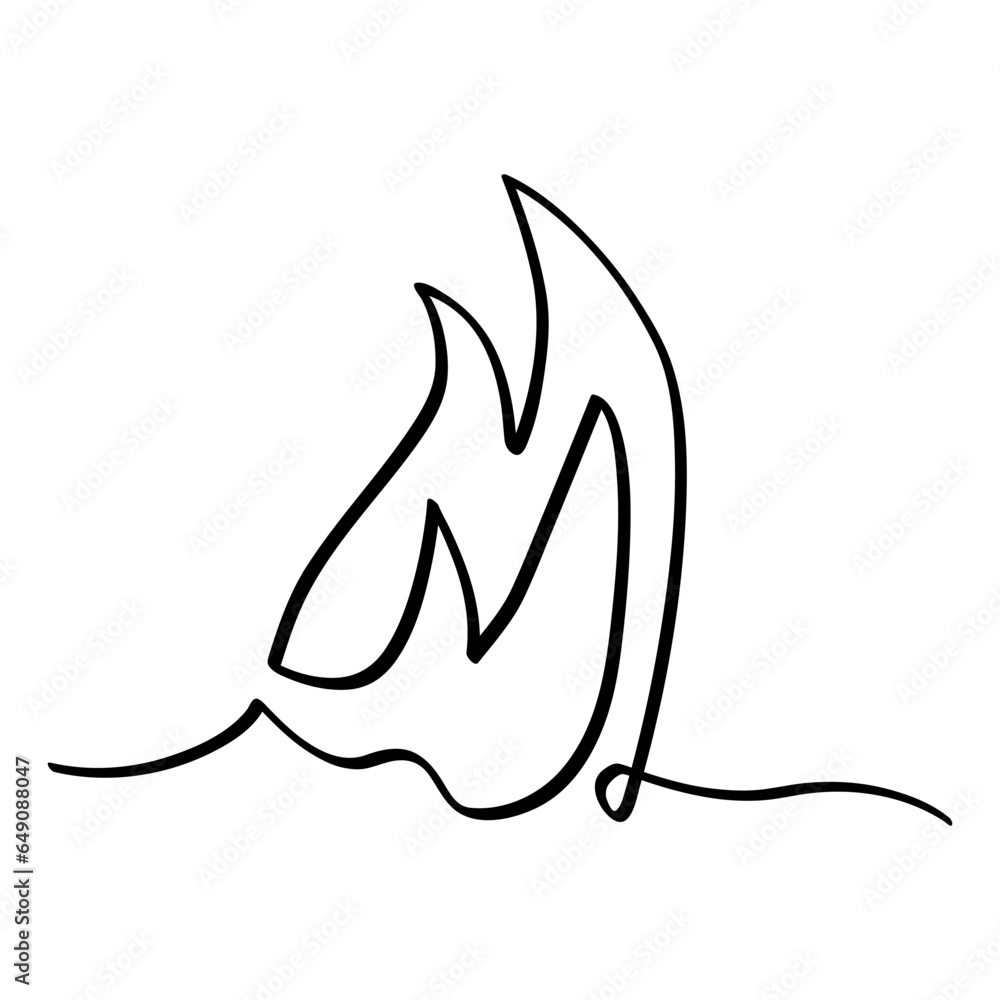 simple vector fire, line art continuous, doodle hand draw Stock Vector ...