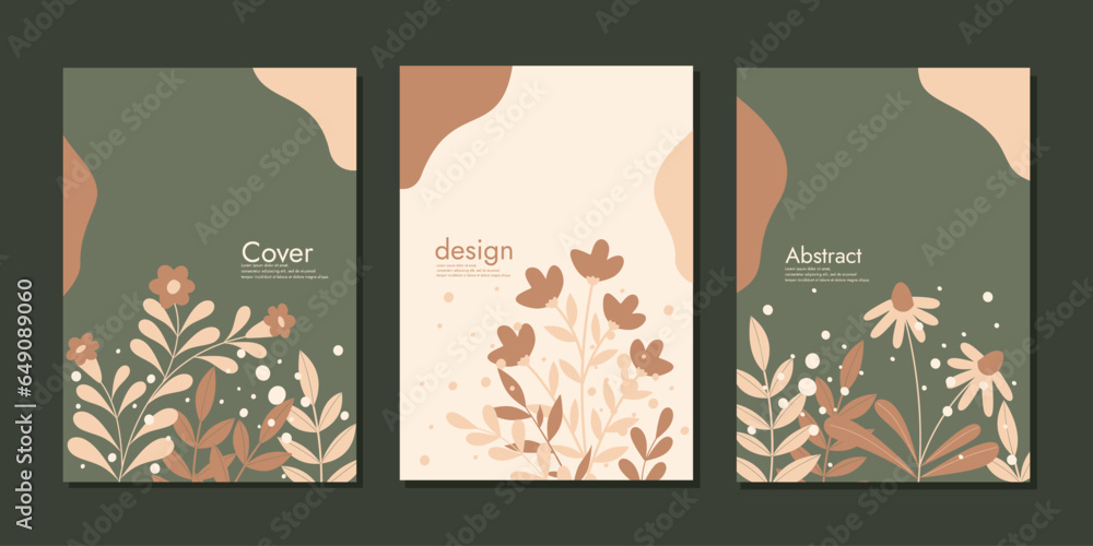 Cover page notebook collection. Templates with hand drawn floral ...