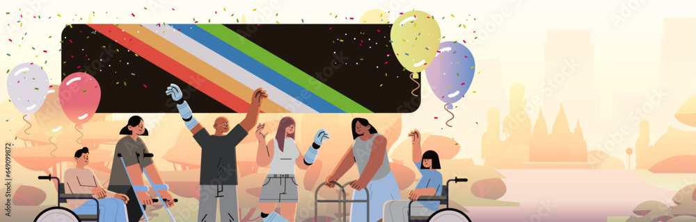 group of disabled gays and lesbians celebrating lgbt love parade ...