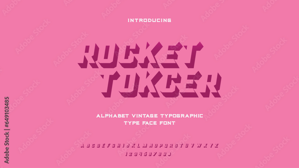Rocket Tokcer Bold Vintage 3d aphabet Typographic Modern typeface font ...