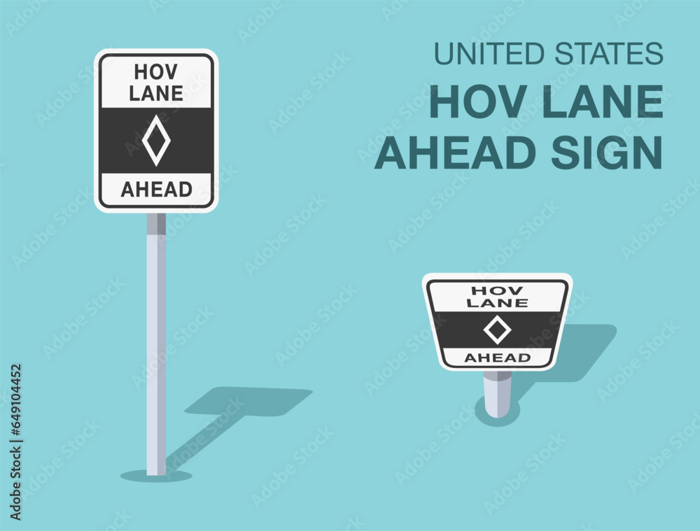 Traffic regulation rules. Isolated United States hov lane ahead sign ... Traffic regulation rules. Isolated United States hov lane ahead sign ...