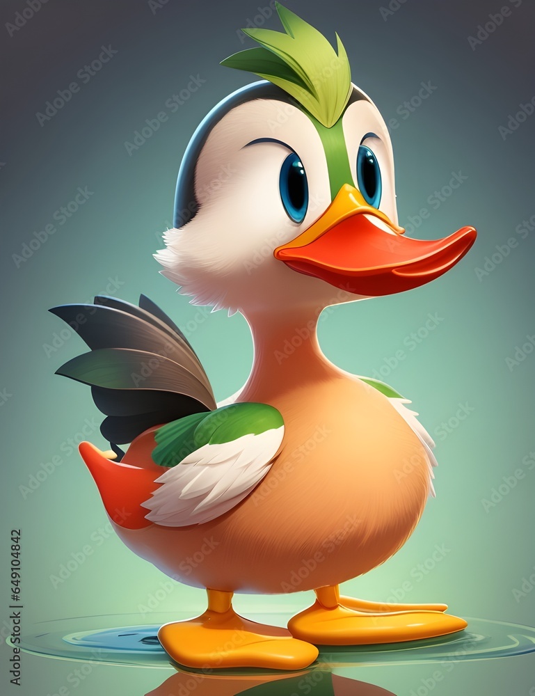 Cute cartoon duck Stock Illustration | Adobe Stock