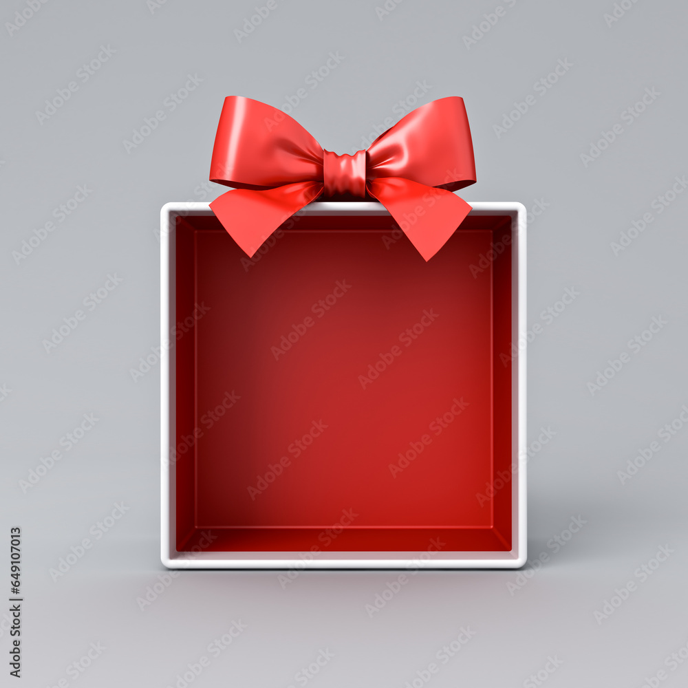 Blank red gift box product display showcase or exhibition booth mock up ...