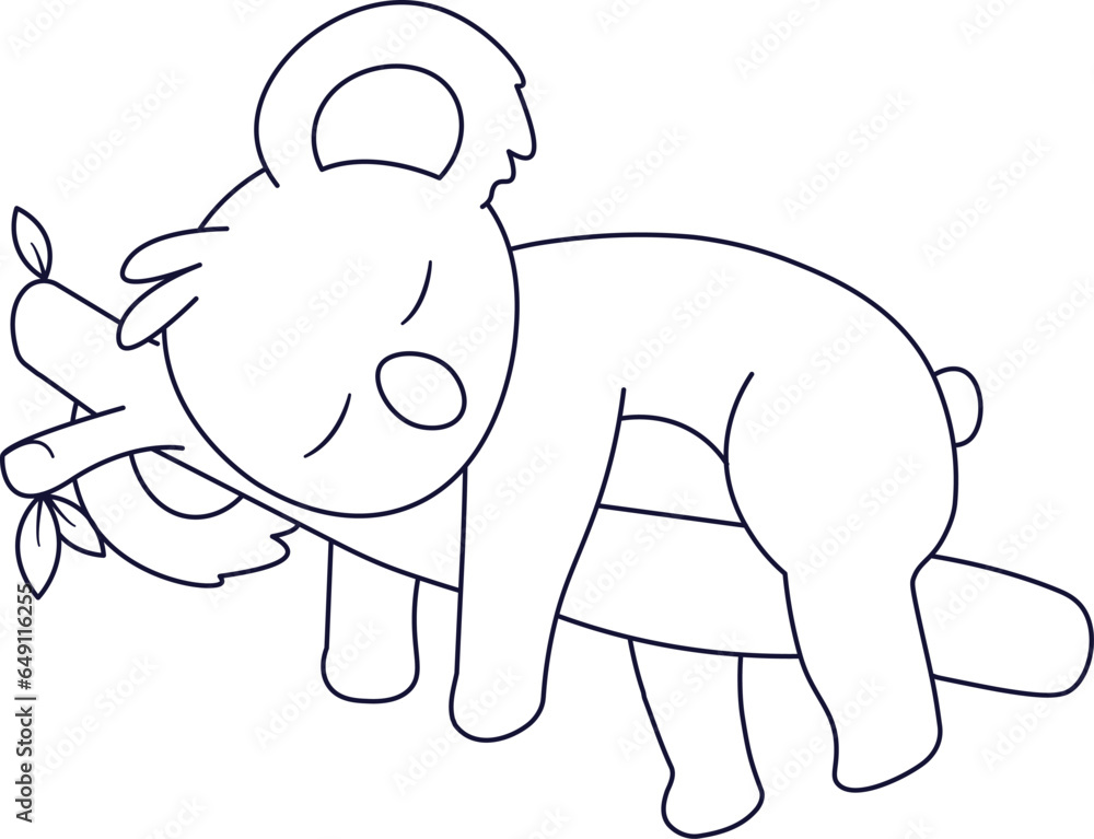 sleeping cute koala illustration for coloring page Stock Vector | Adobe ...