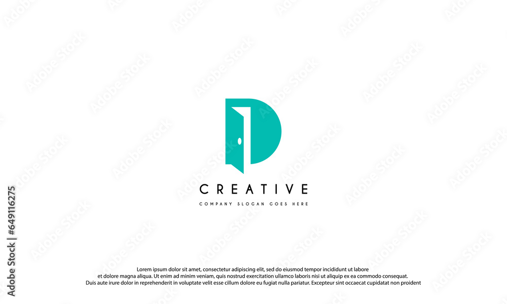 Initial Letter D door logo, Letter D with open door logo design vector ...