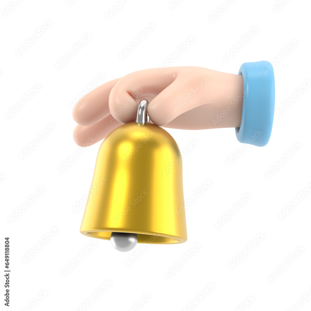 Cartoon Gesture Icon Mockup.Cartoon hand holding bell.Supports PNG ...