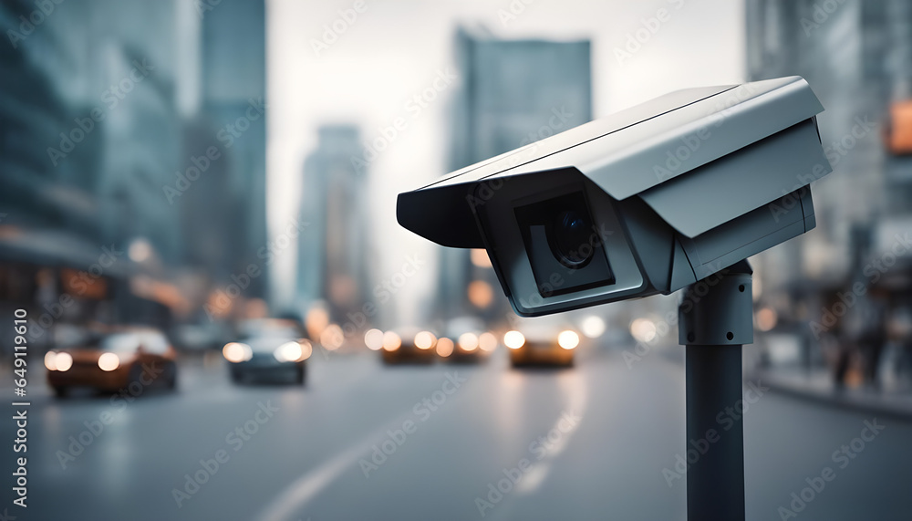 traffic cctv in the city, Surveillance camera, street in a big city at ...