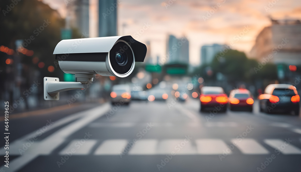 traffic cctv in the city, Surveillance camera, street in a big city at ...