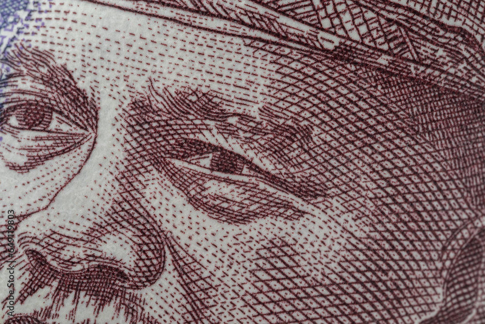 Extreme close up of Malaysian Ringgit currency in the form of 100 ...