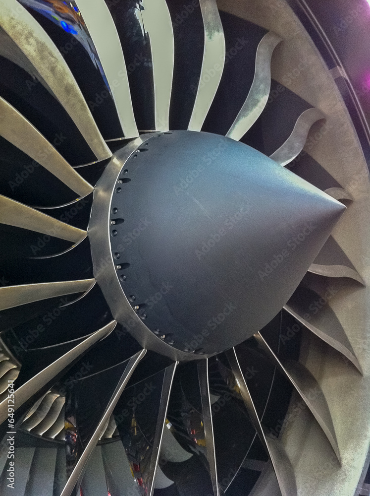 Close up view of Rolls-Royce engine of Lufthansa Boeing B747-8 ...