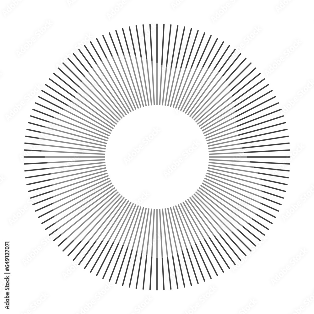 Circular frame. Round shape. Radial concentric lines. Gray ring of ...