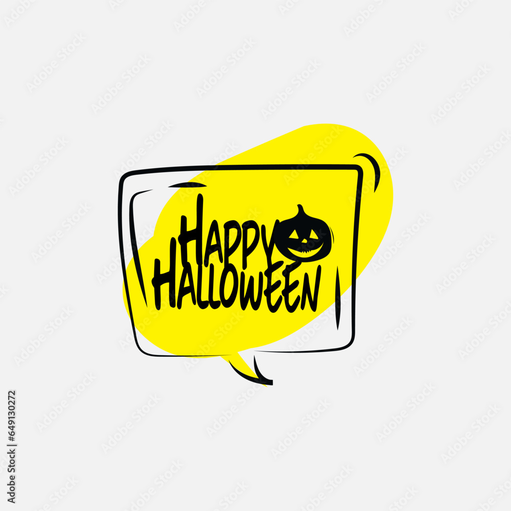 Happy Halloween text box element with traditional characters ...