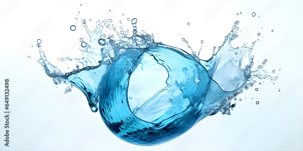 Blue sphere water splash isolated on white background,White Background ...