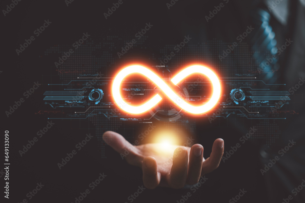 Circular infinity symbol held by businessman, illustrating circular ...