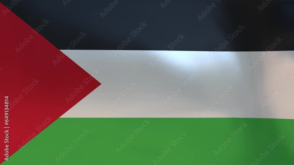 Palestine and Gaza Strip flag waving in the wind cycle looped video ...