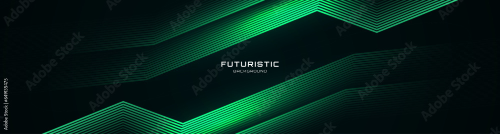 3D green techno abstract background overlap layer on dark space with ...