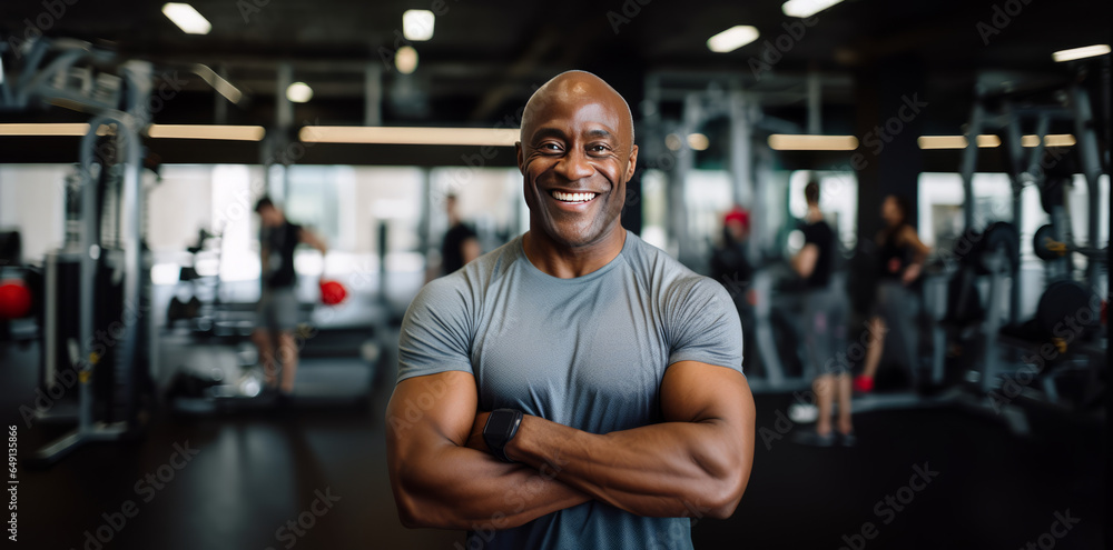 Black man, fitness and workout, exercise or training at the gym ...