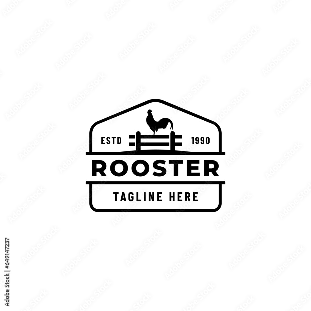 Rooster Logo Vector or Simple Rooster Farm Label Vector Isolated. Best ...