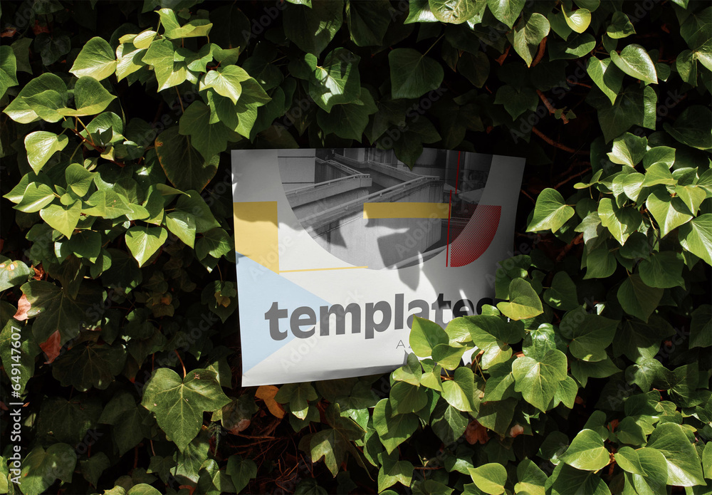 Mockup of customizable A2 horizontal poster in hedge Stock Template ... Mockup of customizable A2 horizontal poster in hedge Stock Template ...