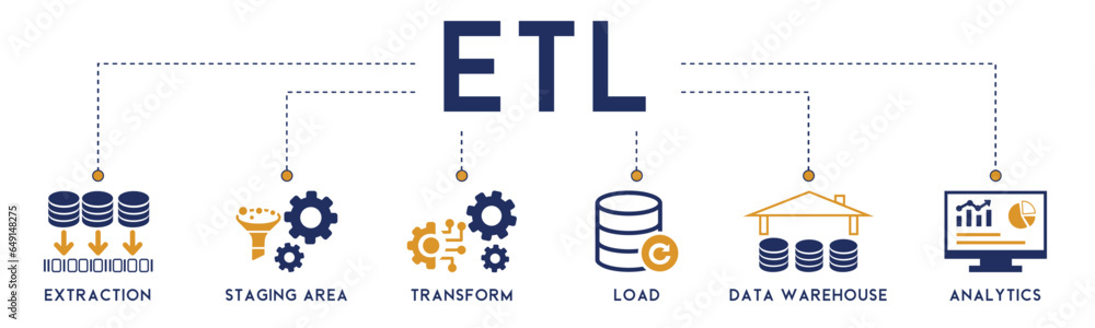 Etl banner website icon vector illustration concept of extract ... Etl banner website icon vector illustration concept of extract ...