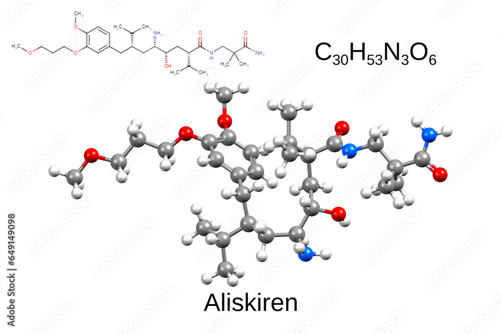 Chemical formula, structural formula and 3D ball-and-stick model of ...