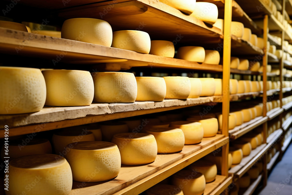 A large production room filled with many racks and shelves with ...