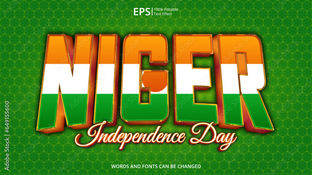 niger editable text effect with niger flag pattern suitable for poster ...