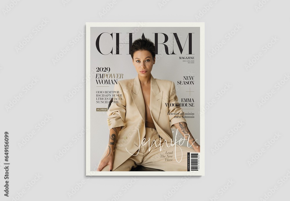 Fashion Magazine Cover Layout Elegant Classy Business Woman Stock ...
