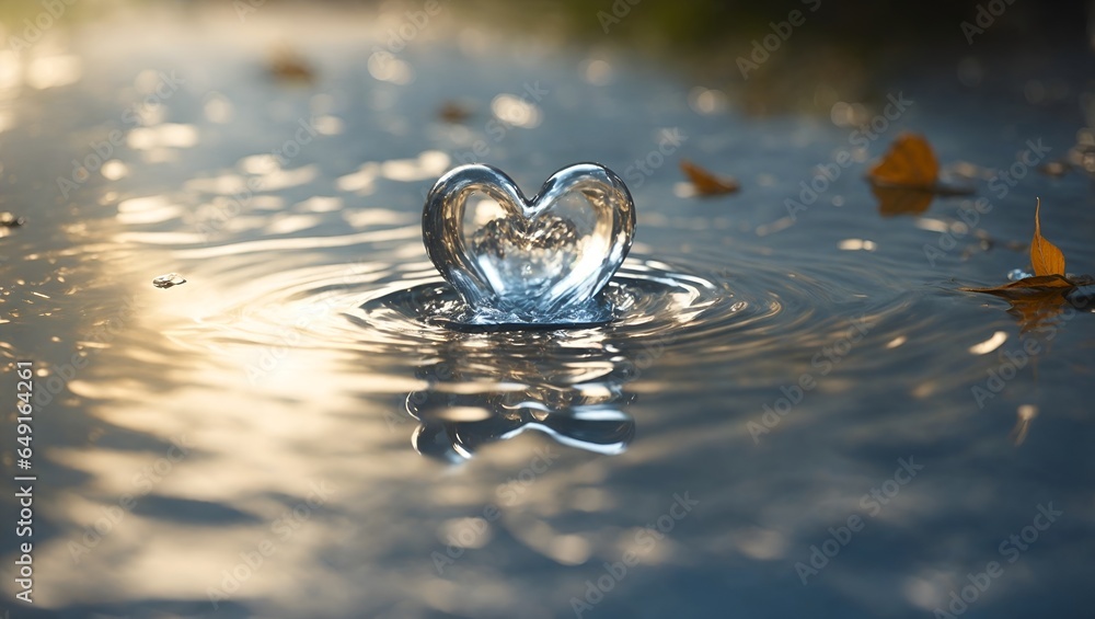 Light background with small hart on water Stock Photo | Adobe Stock