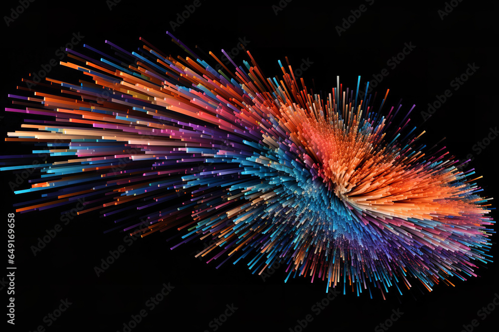 Dynamic lines and graphs on a screen visualize the high-speed data ...