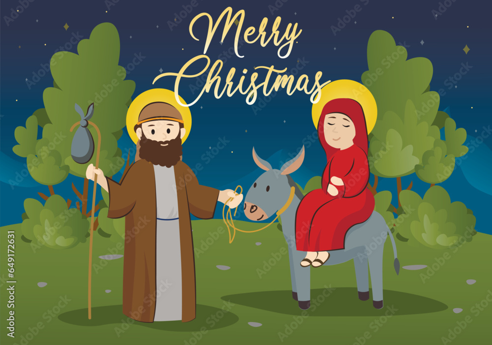 Road to Bethlehem background concept with people scene in the flat ...