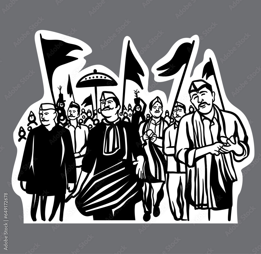 group warkari people on palkhi pandharpur pilgrimage journey Stock ...