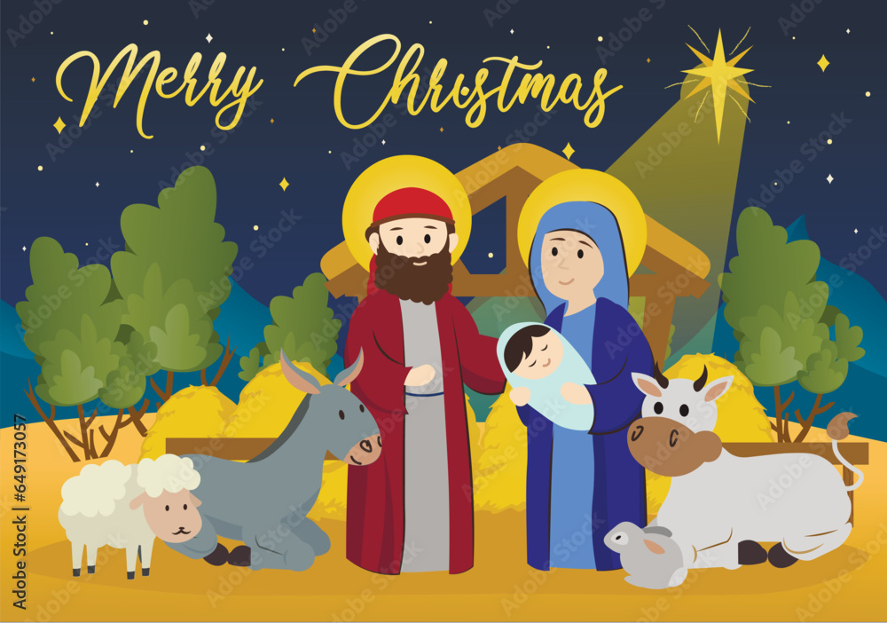 Christmas background concept with people scene in the flat cartoon ...