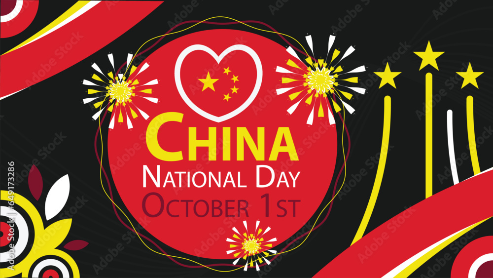 China National Day vector banner design with geometric shapes and ...